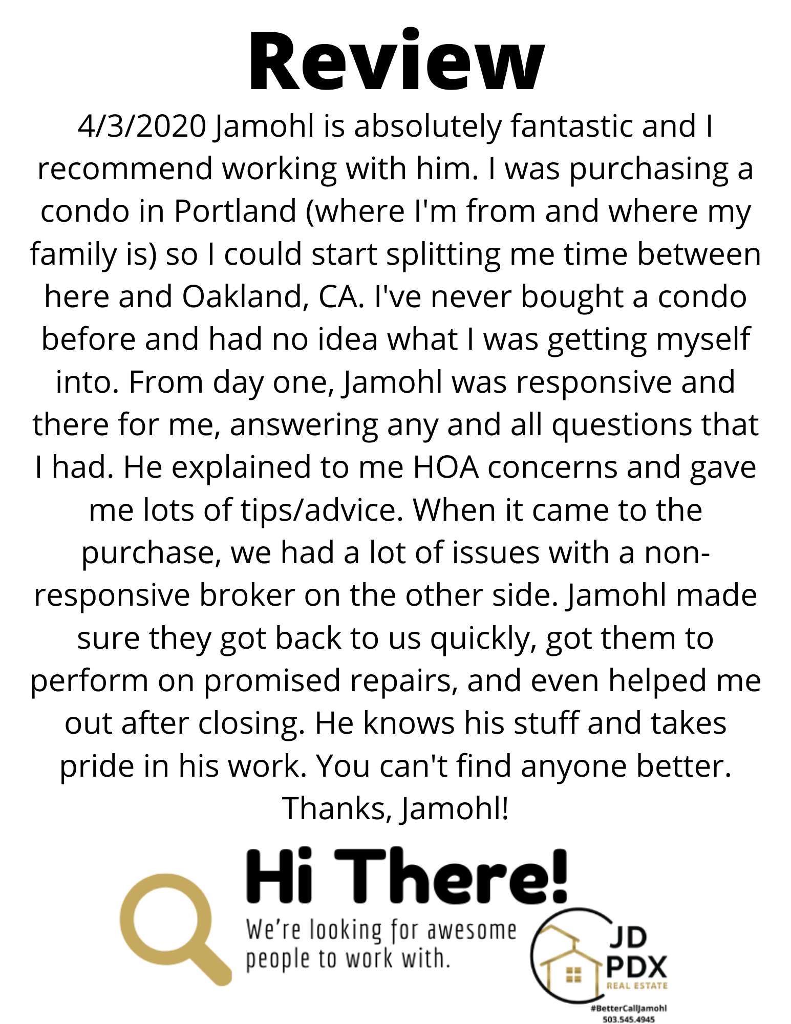 Testimonials - JD PDX Real Estate
